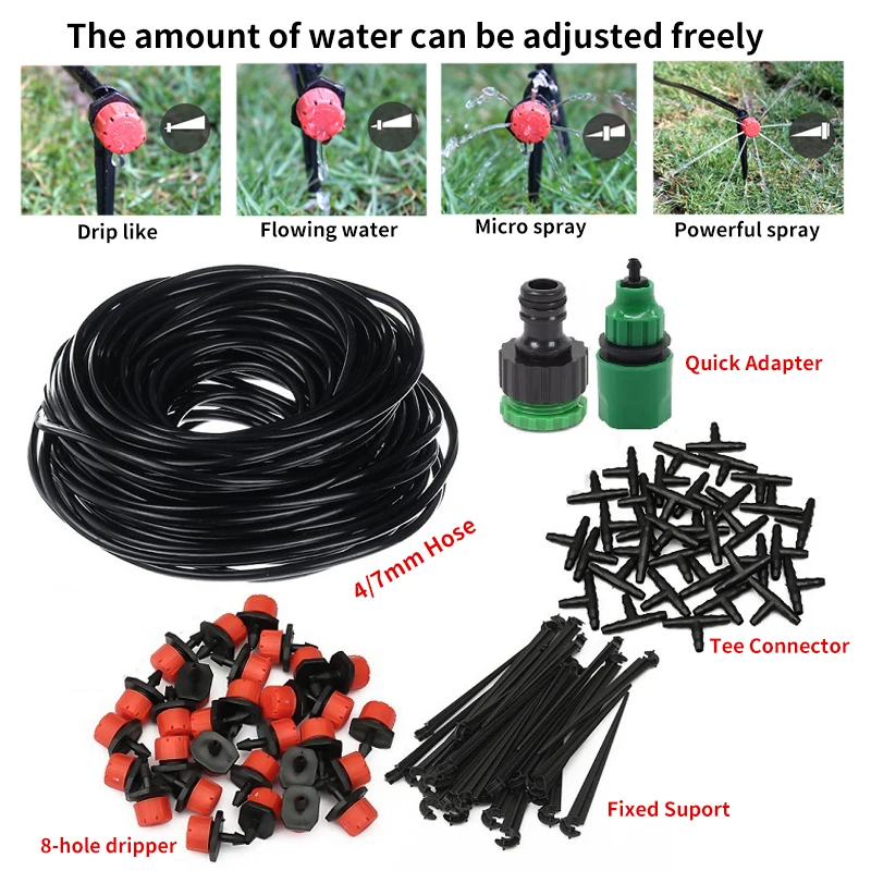 Automatic-Drip-Irrigation-System-Kit-Garden-Hose-with-Adjustable-Drip ...