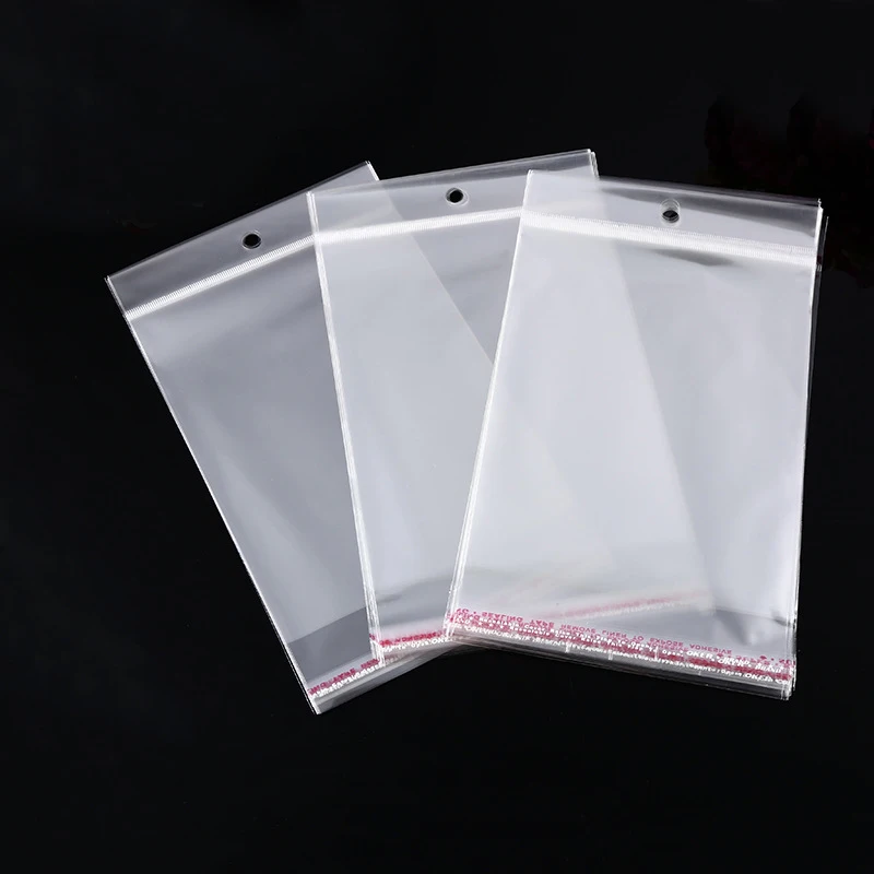 100pcs 4 Sizes Transparent Hanging Self Adhesive Opp Plastic Pouch ...