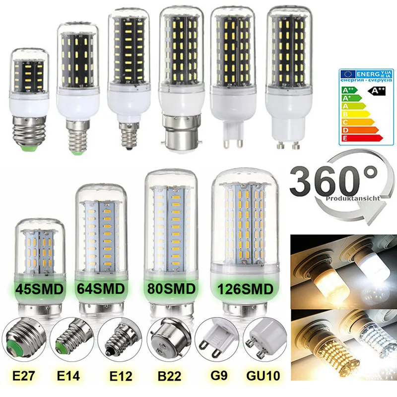 С регулируемой яркостью E27 E14 E12 G9 GU10 B22 4014 SMD светодиодный свет кукурузы лампа AC 220 ...
