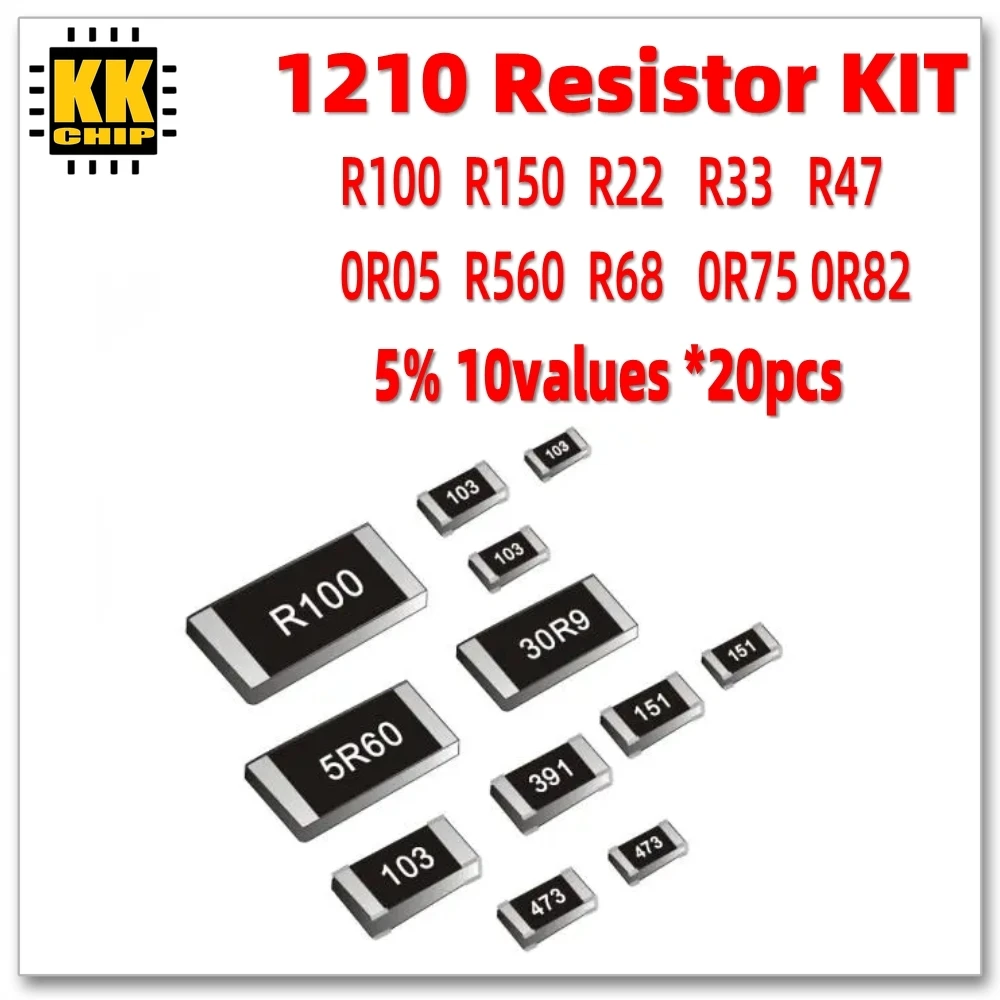 200pcs-lot-1210-Chip-Resistor-KIT-Low-Resistance-0-01R-1R-10values ...