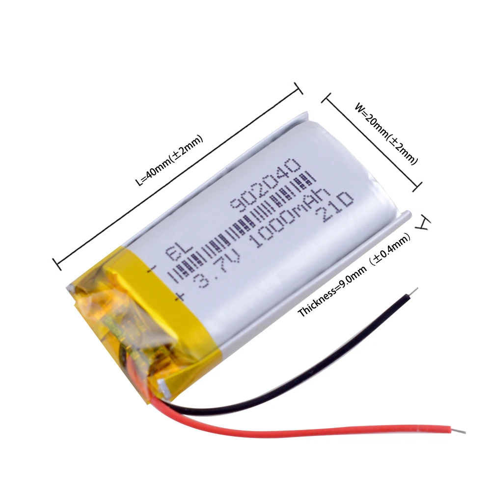 902040-3-7V-1000mAh-Lithium-Polymer-LiPo-Rechargeable-Battery-For-Mp3 ...