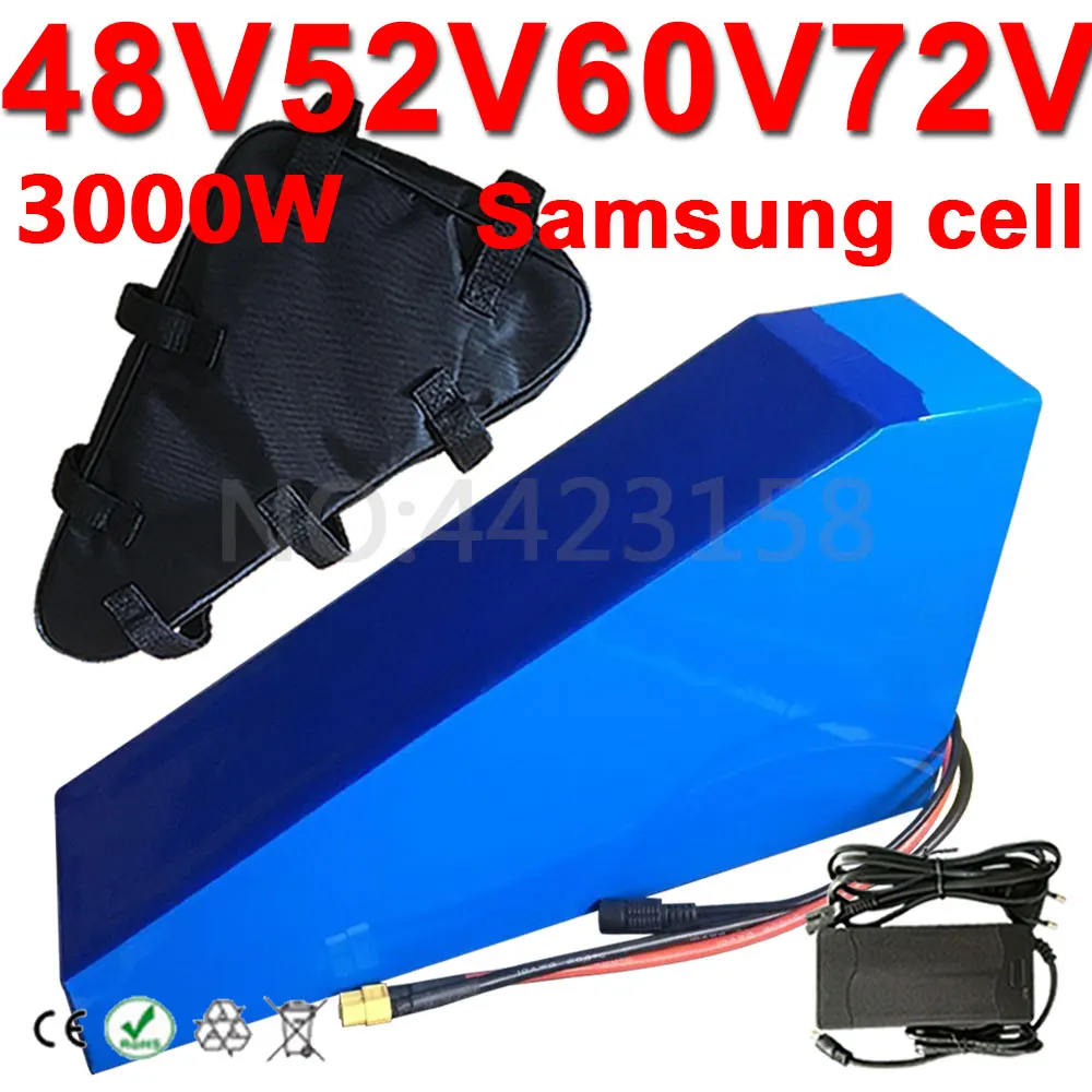Electric Bike Triangle Battery 72v 60v 52v 48v 35ah 30ah 25ah 20ah 18ah ...