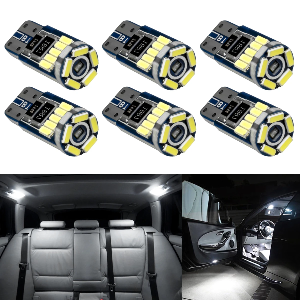 6 Pcs T10 Led Car Interior Bulbs 194 168 W5W For Nissan Qashqai J10 J11 ...