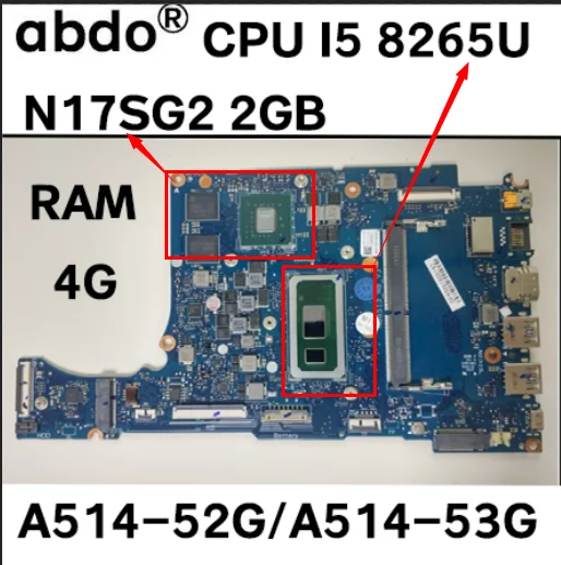 For ACER A514-52G A514-53G S40-51 /N19H2 Laptop Motherboard.with CPU I5 ...