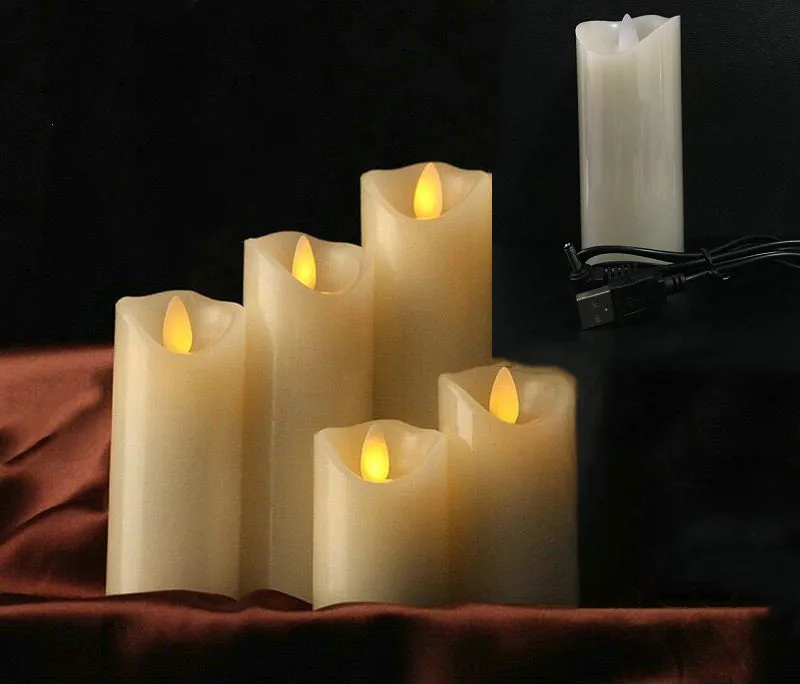 USB-powered-Rechargeable-Led-Pillar-Paraffin-candle-Wavy-edge-Moving ...