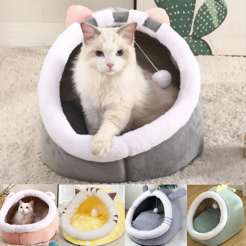 Sweet-Cat-Bed-Warm-Pet-Basket-Cozy-Kitten-Lounger-Cushion-Cat-House ...