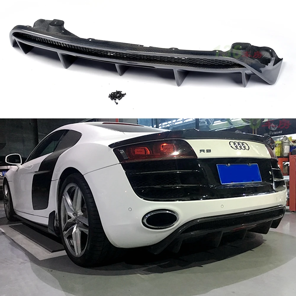 Matt Gloss Carbon Fiber Auto Rear Bumper Exhaust Lip Diffuser For Audi ...