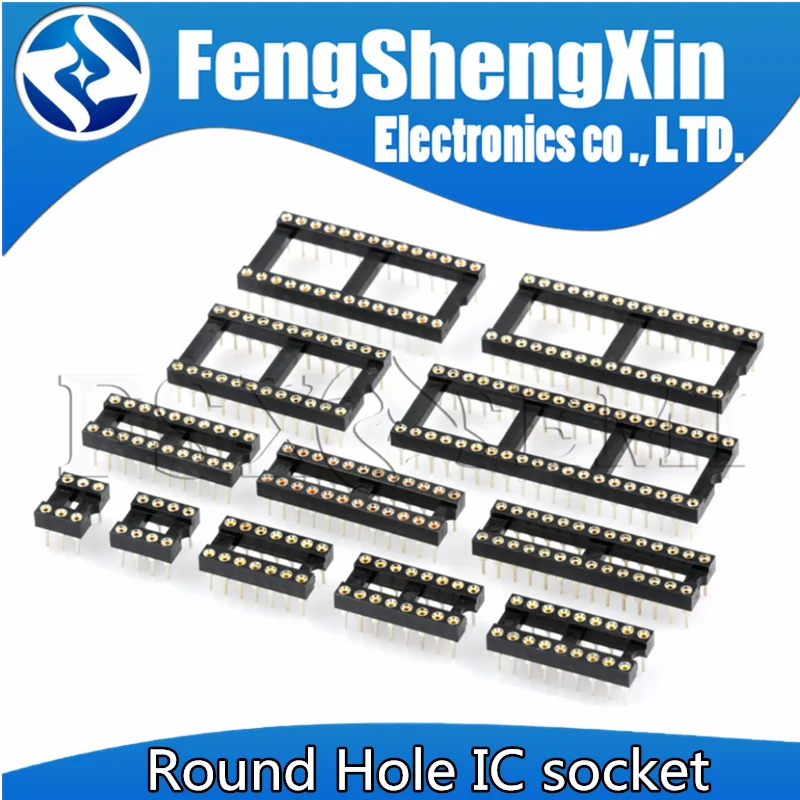 10pcs Round Hole Ic Socket Connector Dip 6 8 14 16 18 20 24 28 40 Pin ...