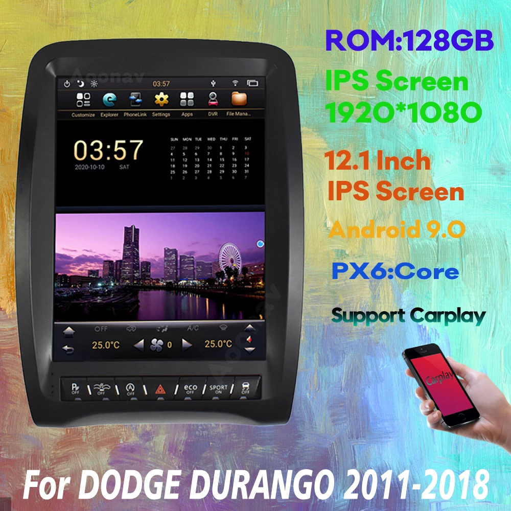 Tesla Style PX6 Multimedia Car Radio Stereo Player 2 Din Headunit For ...