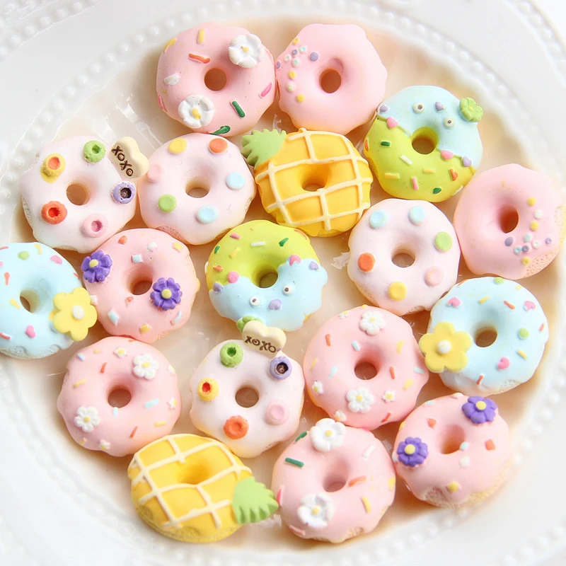 8PCS Dollhouse Miniature Food Cute Resin Cream Donuts For Blyth Barbies ...