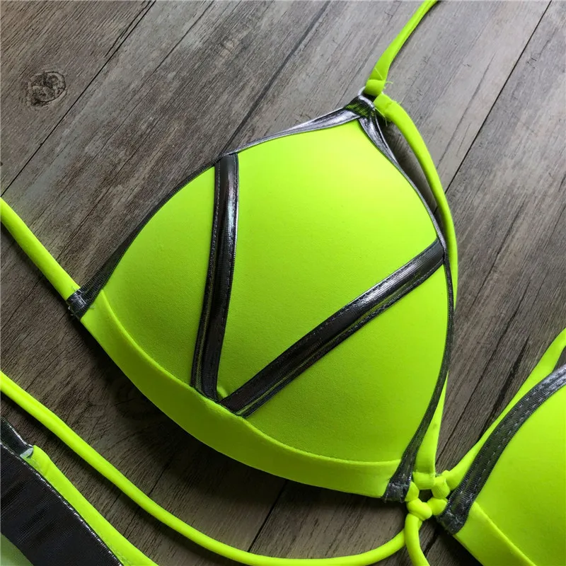 Pu Leather Bikini Set Red Triangle Swimwear Women 2021 Fashion Summer ...