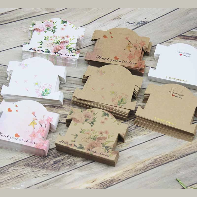 50pcs Kraft Paper For You Hairpin Card 9*10cm Flower Design Jewelry ...