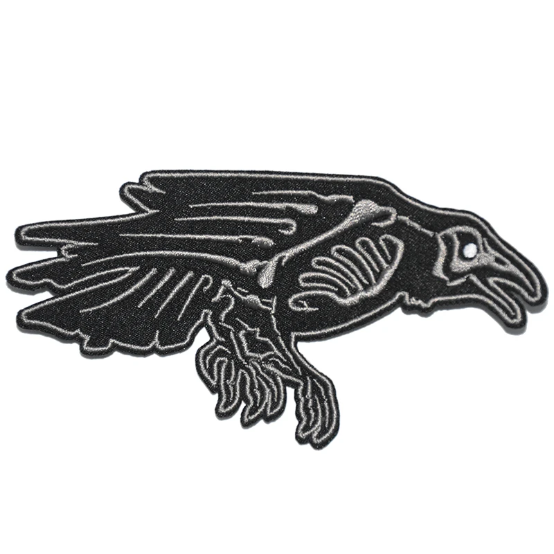 Cute Skull Bones Raven Embroidered Iron On Patch Animal Crow Bird ...