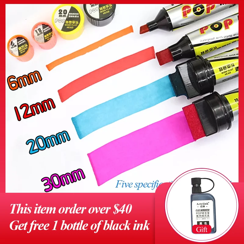 6/12/20/30mm POP Poster Marker Pen Smooth Ink Replenisher Art Marker ...