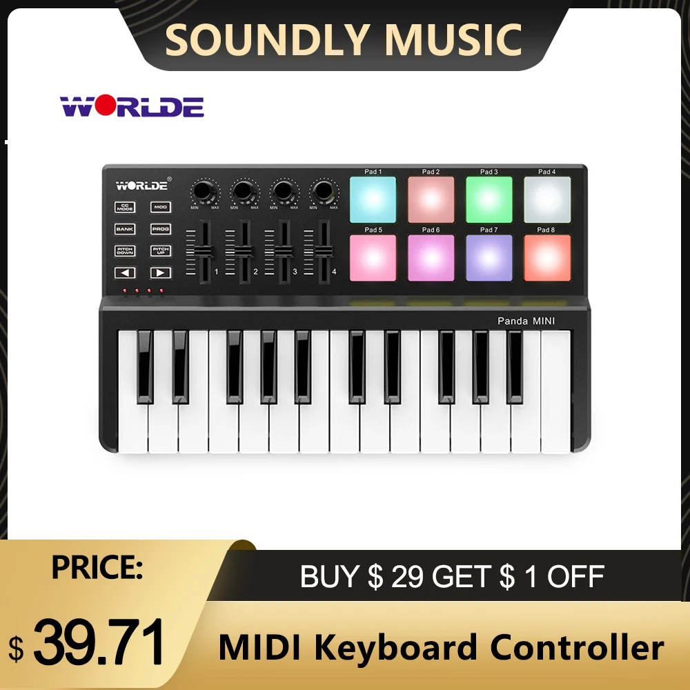 Hot-WORLDE-Panda-MIDI-Keyboard-MIDI-Controller-and-Drum-Pad-MINI-25-Key ...