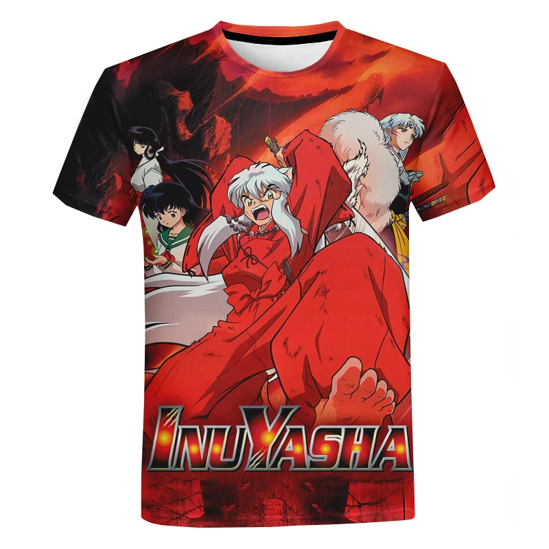 2021 nova primavera verão moda anime camiseta inuyasha 3d impresso ...
