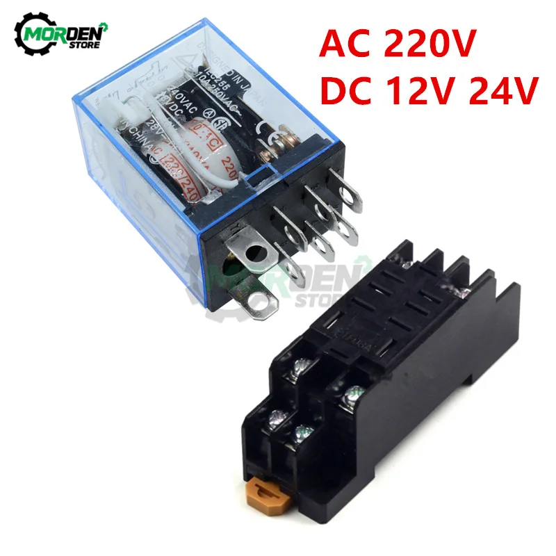Ac 220v Dc 12v 24v 10a Coil Power Relay Ly2nj Relay Electronic Mini Electromagnetic Relay Module ...