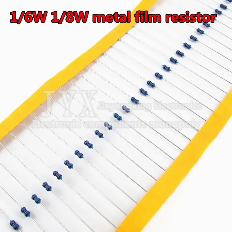 100pcs 1/6w 1/8w (0.125w) 1% Metal film Resistor 1R~1M 2.2R 10R 22R 47R ...