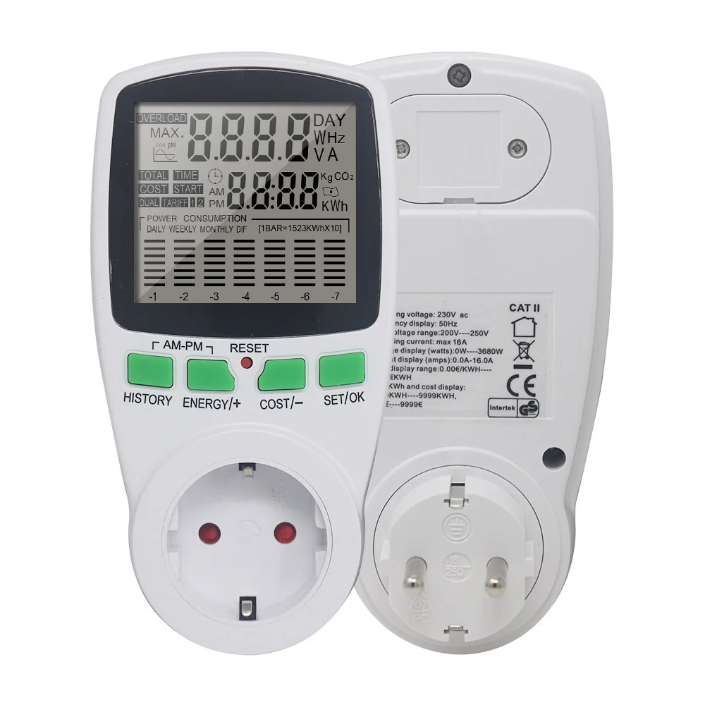 Ac Power Energy Meter Digital Wattmeter Kwh Watt Volt Amp Time ...