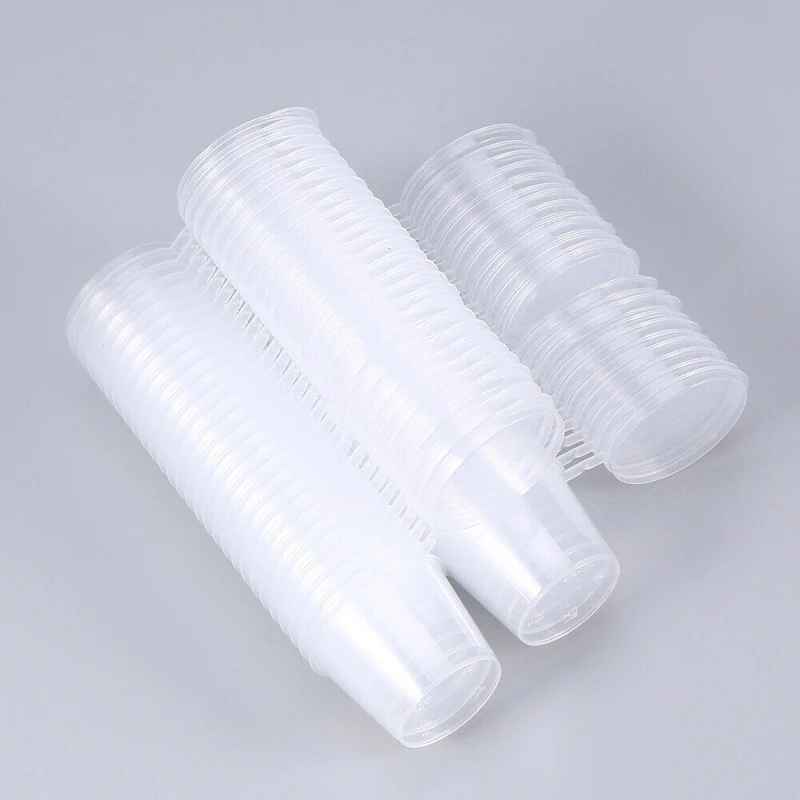 30-100ml Clear Plastic Disposable Portion Cups With Attached Lids ...