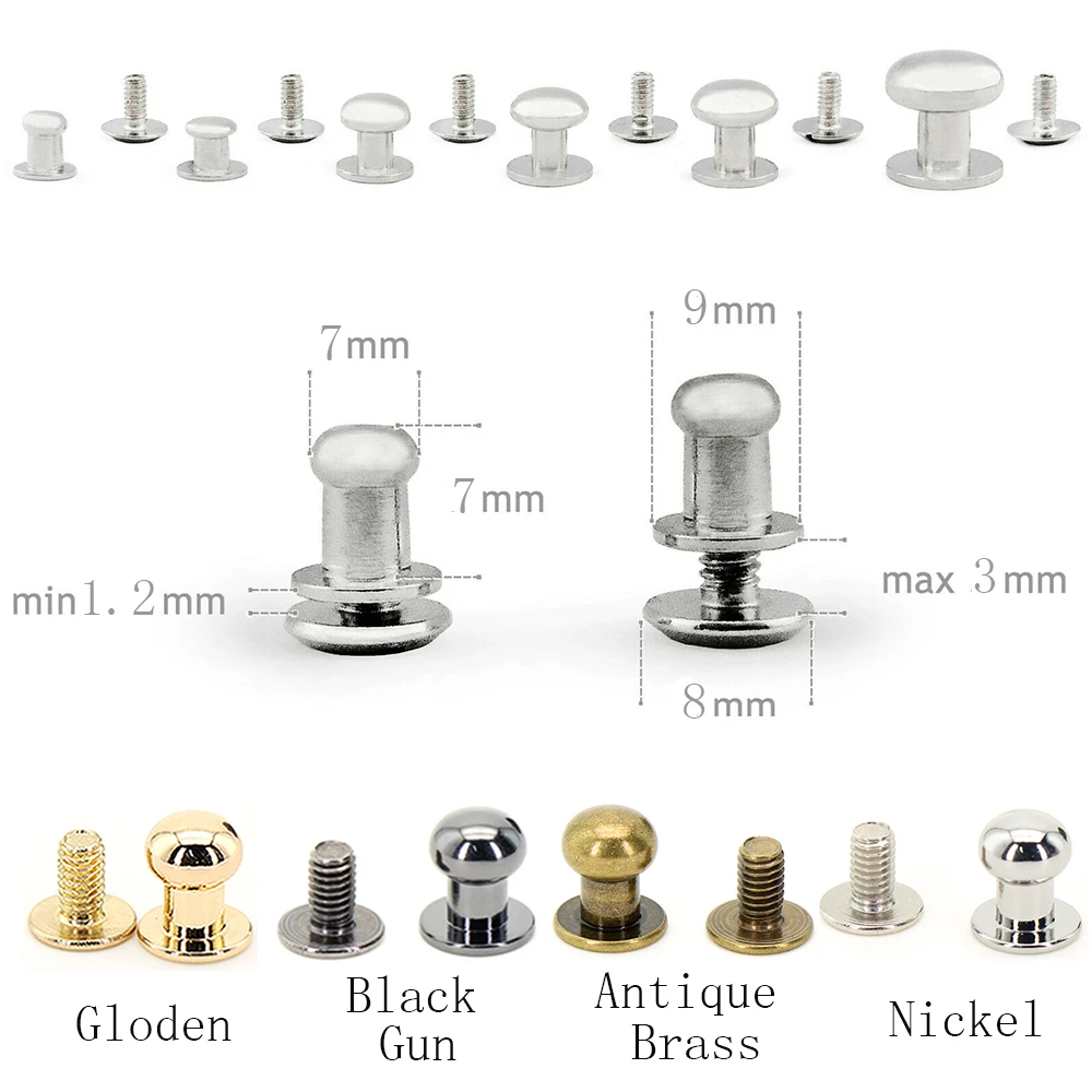 RIVET,Nickel-Monk Head 10mm--Rivets à vis en alliage métallique, 10 ...