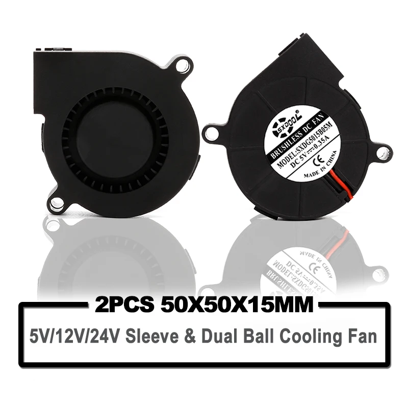 3D Printer DC blower 2PCS 5015 50mm DC 24V 12V 5V Ball/Sleeve Brushless Cooling Turbine Blower ...