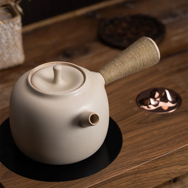 3 Style Beige Color Pottery Kettle Teapot Tea Ceremony Set Milk Oolong ...