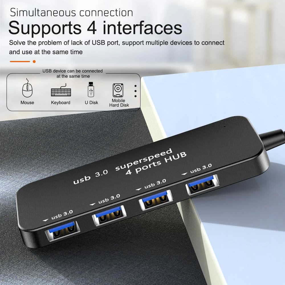 4 em 1 universal usb 3.0 luz indicadora de velocidade 4 portas usb hub divisor para multi ...