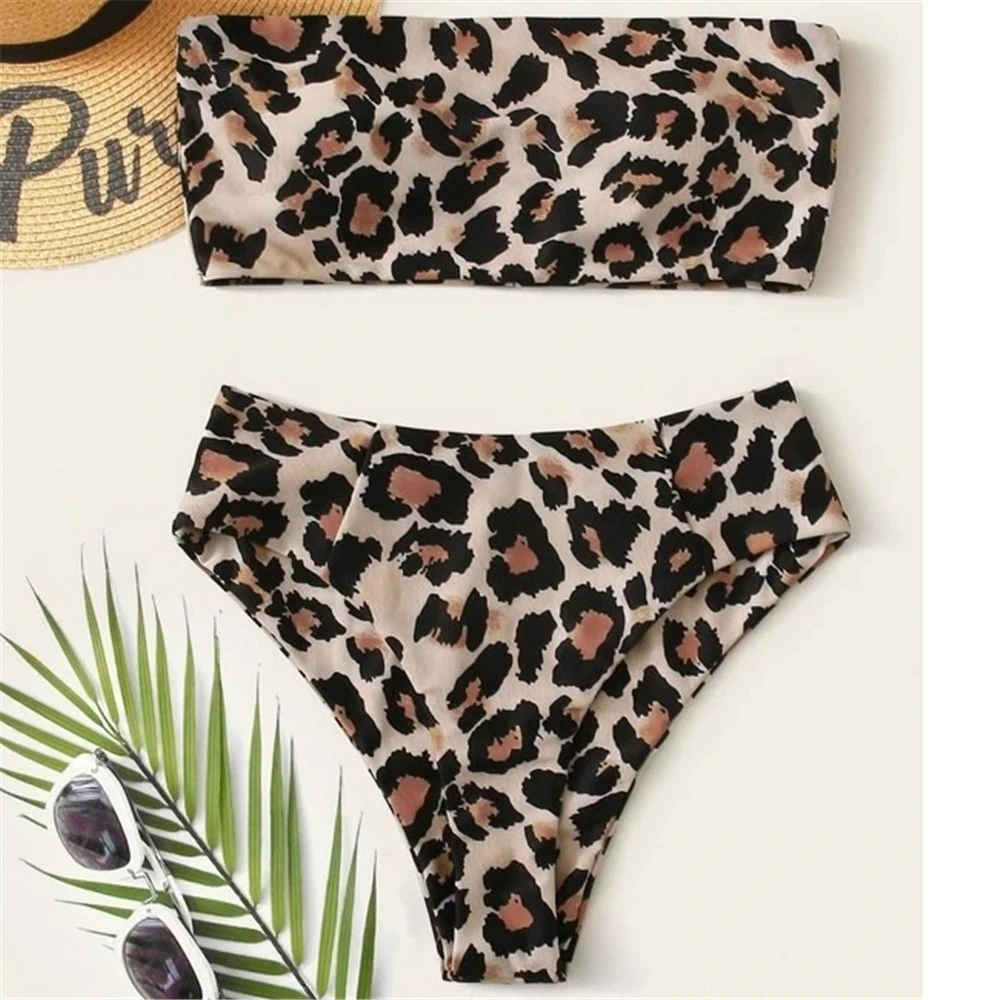 Cikini Sexy Leopard Print Bikini Suit For Women Push Up Bra Low Waist