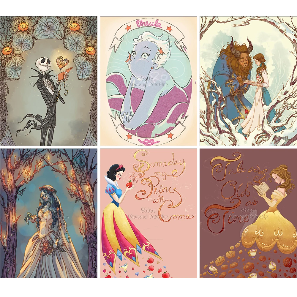 Diamond Painting Full Square Round Disney Cartoon Princess 5d Diy Art ...