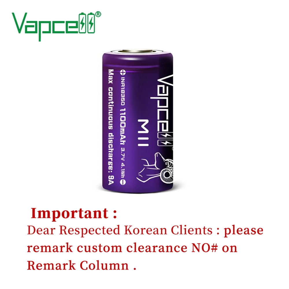 Vapcell 100% Original Inr 18350 1100mah 9a M11 Lithium Battery Mooch ...