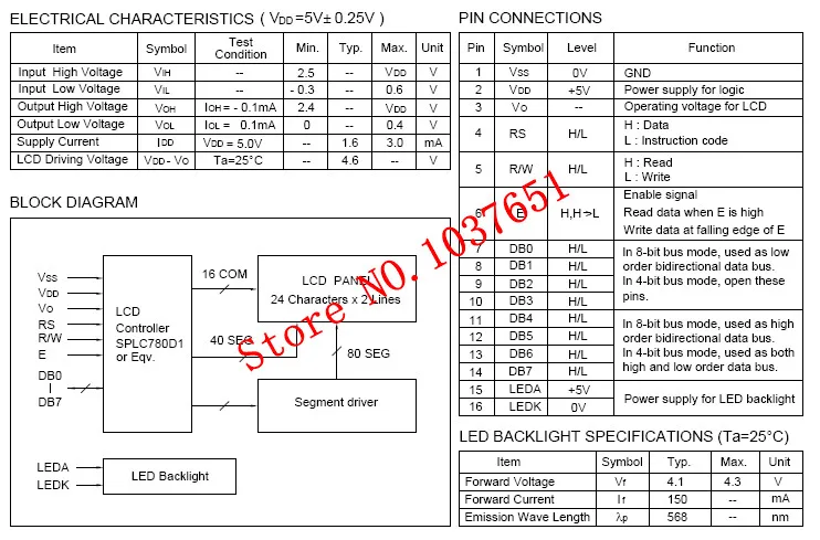 LCD 2402 24x2 lcd display character module STN green LC2421-LY ...
