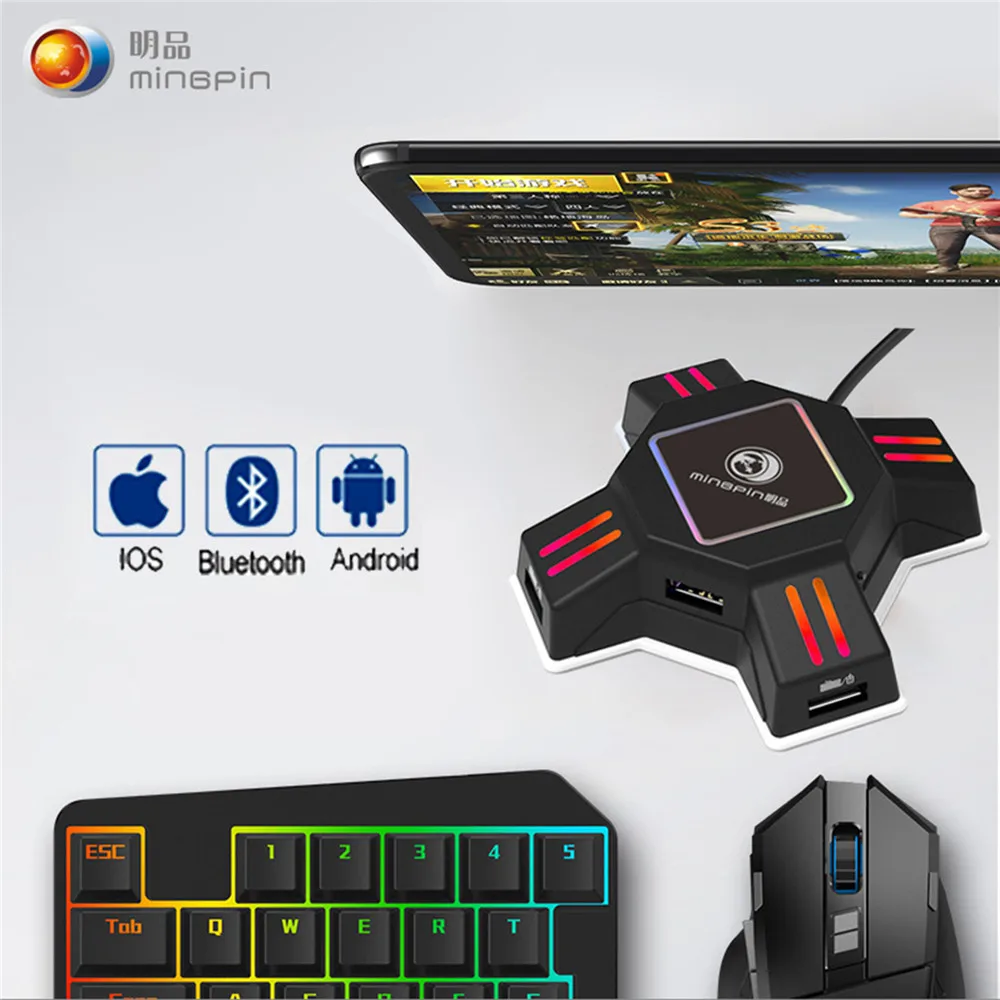 Kmix Convertidor de teclado y ratón, extensor USB para juegos de PUBG ...