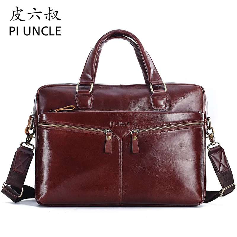PI UNCLE Brand Genuine Leather 14' Briefcase Top handle Handbag Tote ...