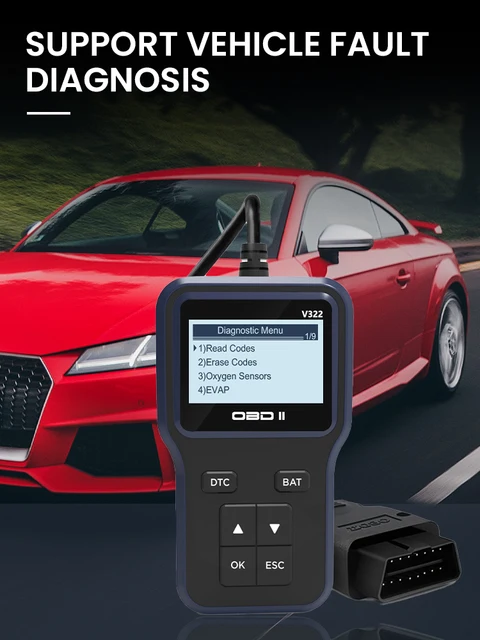 Car Diagnostic Tool V322 OBD II Scanner Handheld OBD2 Barcode Reader ...
