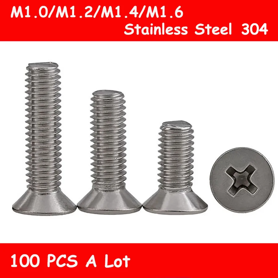 M1.0/M1.2/M1.4/M1.6 Free shipping 50Pcs DIN965 GB819 304 Stainless ...