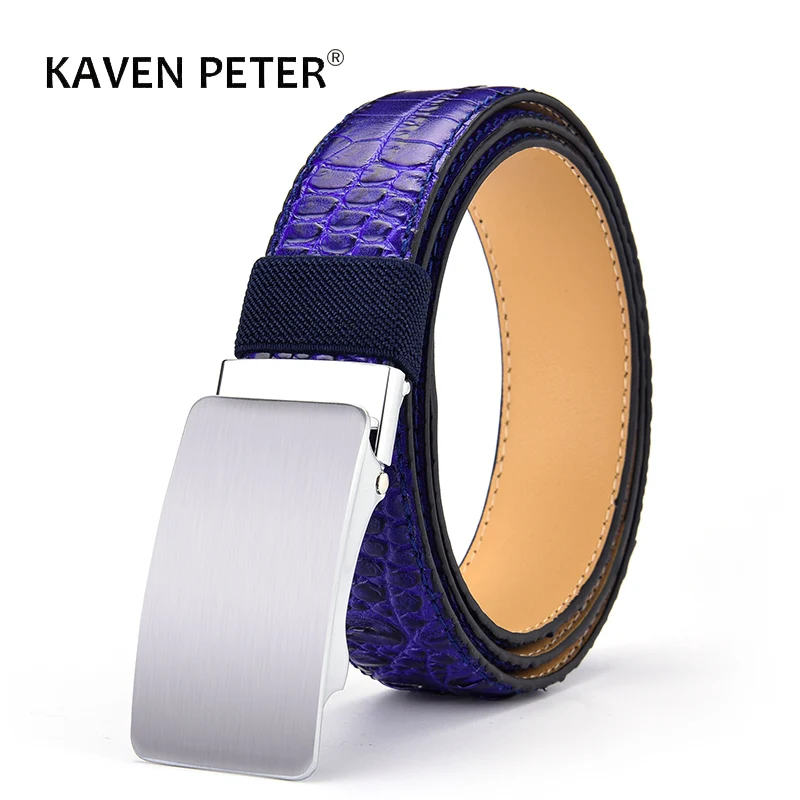 Masculino crocodilo padrão cinto moda luxo fivela automática cintos sem ...