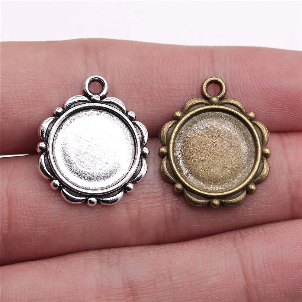 WYSIWYG 10pcs 14mm Inner Size Vintage Zinc Alloy Cameo Cabochon Base ...