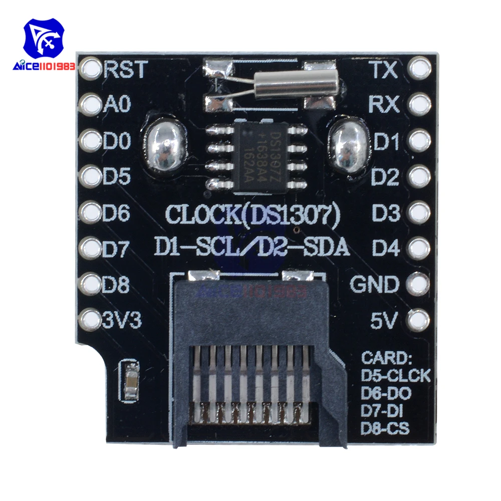 Diymore Wemos D1 Mini Wifi Board Card Slot Data Logger Shield Rtc Ds1307 Real Time Clock Module ...