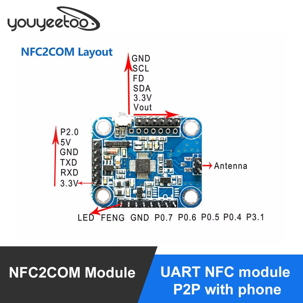NFC2COM Module, UART NFC module P2P with phone, Card emulation Access ...