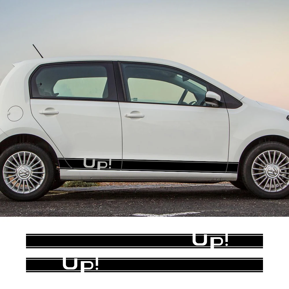 2PCS-Car-Door-Side-Stripes-Skirt-Stickers-For-Volkswagen-VW-UP-Tuning ...