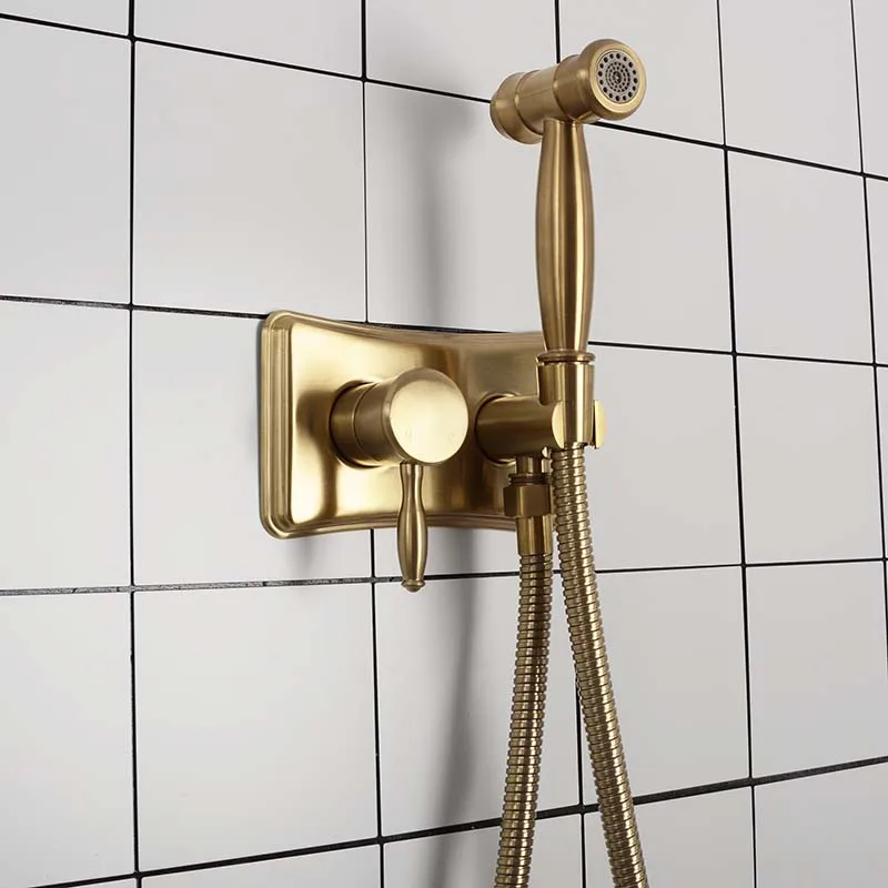 Brushed Gold&black Bathroom Bidet Spray Tap 2 Function Concealed Hot ...