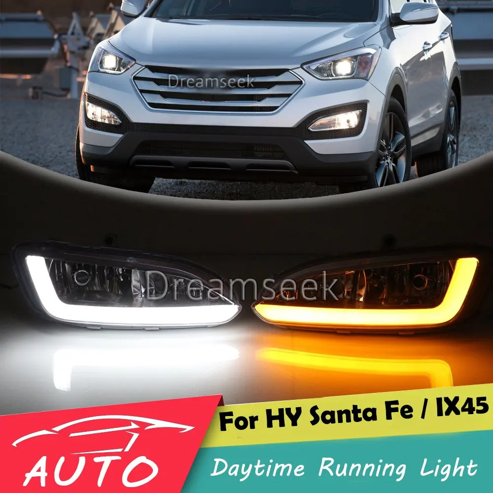 DRL para Hyundai Santa Fe IX45 2013 2014 2015 LED Daytime Running Light Waterproof Driving Fog ...