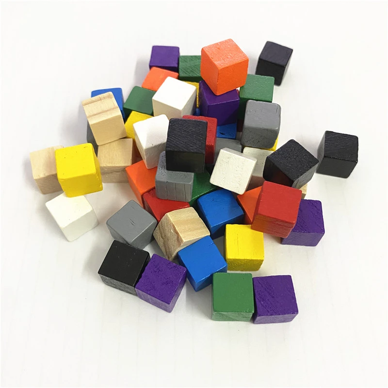 50pcs/lots 10mm Colorful Wood Dice Cubes Chess Pieces Right Angle For ...