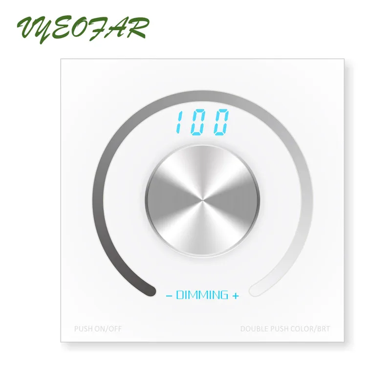 새로운 Led 조광기 벽 마운트 로터리 패널 디밍 컨트롤러 12v 4a 3 채널 디지털 디스플레이 단일 색상 스트립 딤 노브