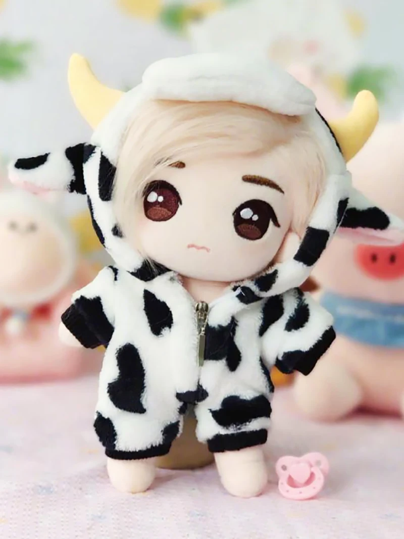 15cm 20cm Plush Doll Clothes Cow Conjoined Suit One piece Outfit Nipple ...