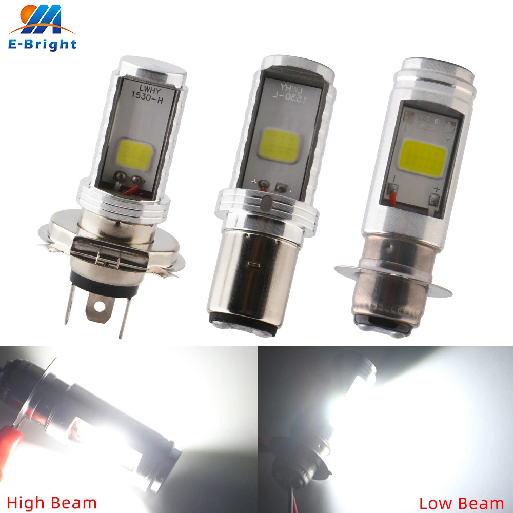 1pcs P15d Ba20d H6 H4 Cob 12w 9-80v Led Lamp Bulbs 900lm 6500k ...