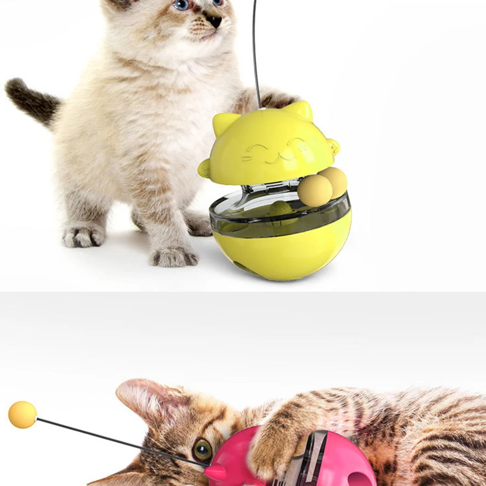 Funny Tumbler Cat Toy With Cat Stick Treat Leaking Toy For Cats Kitten ...