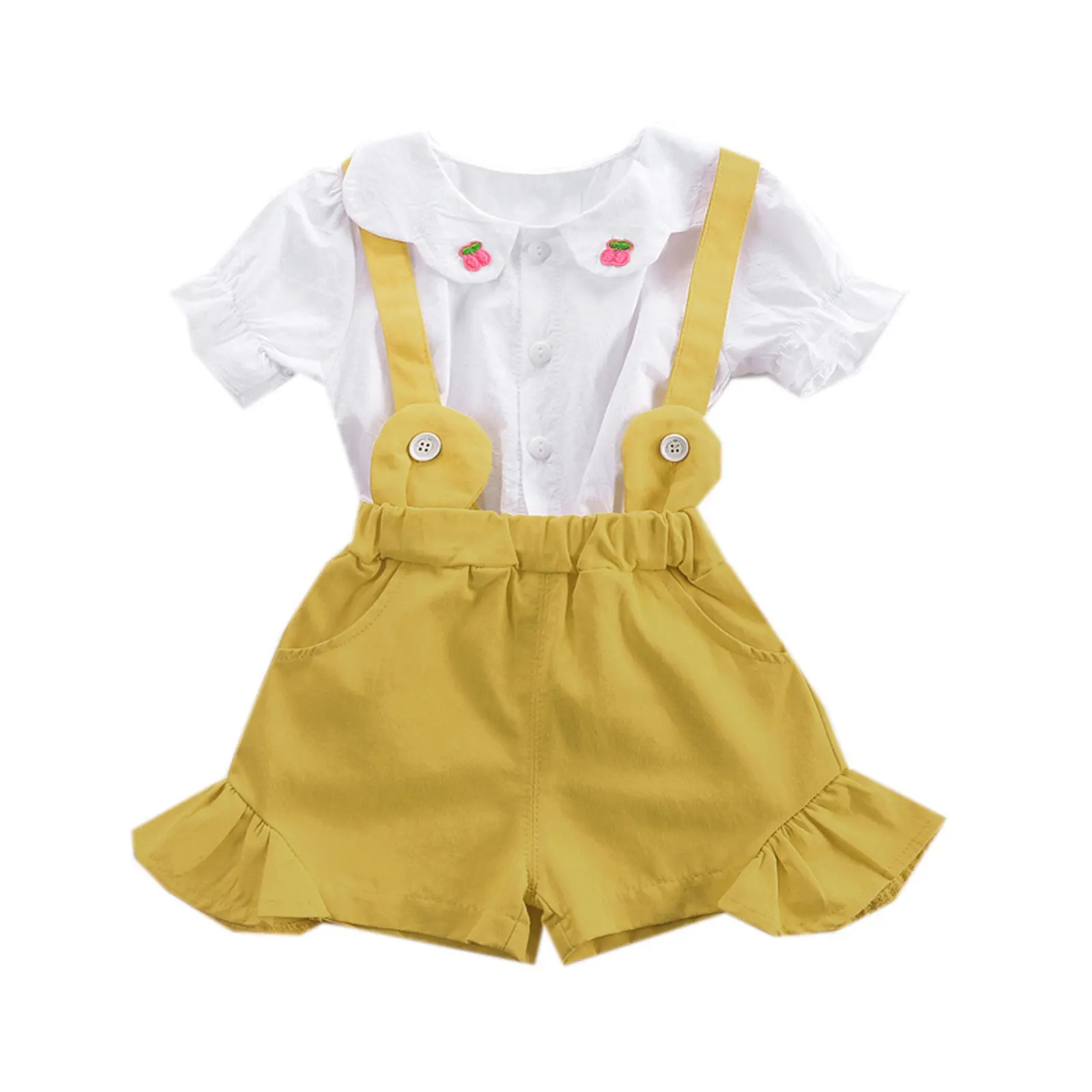 Lovely Infant Kids Girls Clothes Sets 2pcs Peter Pan Collar Print Short ...