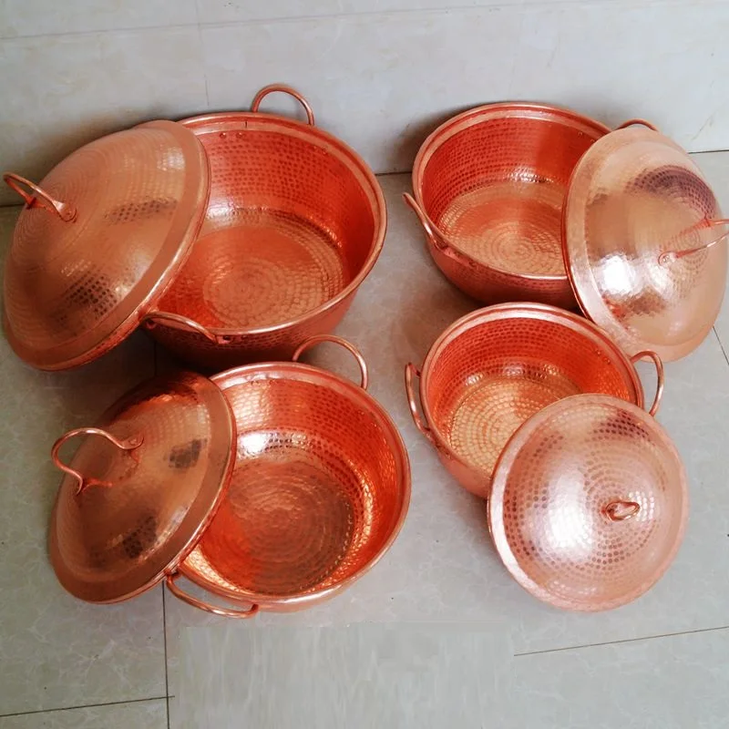 1 PC Handmade Pure Copper Pot Thick Soup with Handle Tableware High ...